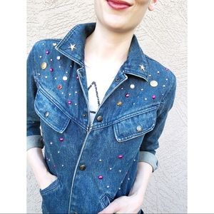 Vintage | Jackets & Coats | Vintage 8s 90s Bedazzled Denim Jean Jacket ...